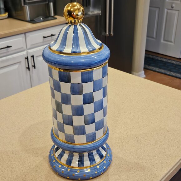 MacKenzie-Childs | Kitchen | Rare Mackenzie Childs Blue Royal Check ...